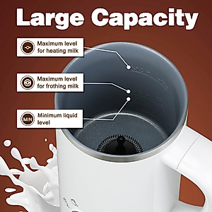 ATSENT Milk Frother and Steamer, Electric 4-in-1 Hot and Cold Foam Maker, Automatic Milk Warmer with Two Whisks for Latte Cappuccino Hot Chocolate, 550W, 10.1oz/300ml, White