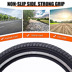 WEEROCK 20 Inch Bike Tire Folding Bead Replacement Tyre 20 * 2.125 for Child Bike Kids Bike BMX Mountain Bicycle MTB, Black