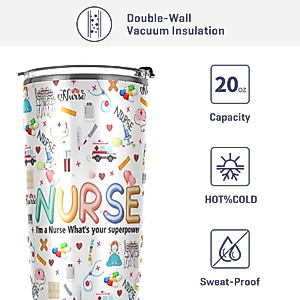 JUDIAN Nurse Tumblers - 20oz Coffee Travel Mug Gifts for Women