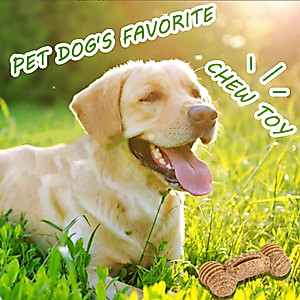 ZNPET Dog Chew Toy for Aggressive Chewers, Durable Long-Lasting Dog Toy, Textured Wood Fiber & Nylon, Great Toy for Small Dogs & Puppy Teething(Bone), Brown