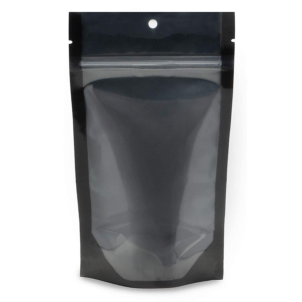 Clear/Black Stand Up Pouch 5"x8.5"x3" , Pack of 100