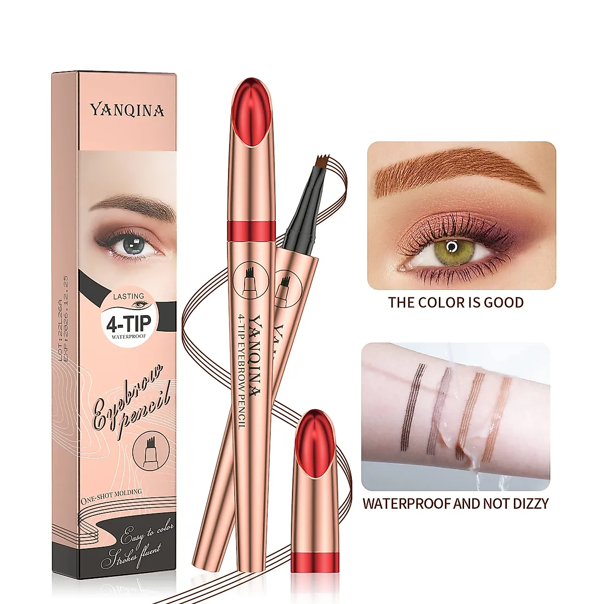 Anifer Liquid Microblading Smoke Gray Eyebrow Pencil. - Waterproof, Long-Lasting, Natural, 4-Point Fork-Tip Eyebrow Pen（Smoke Gray 3#）