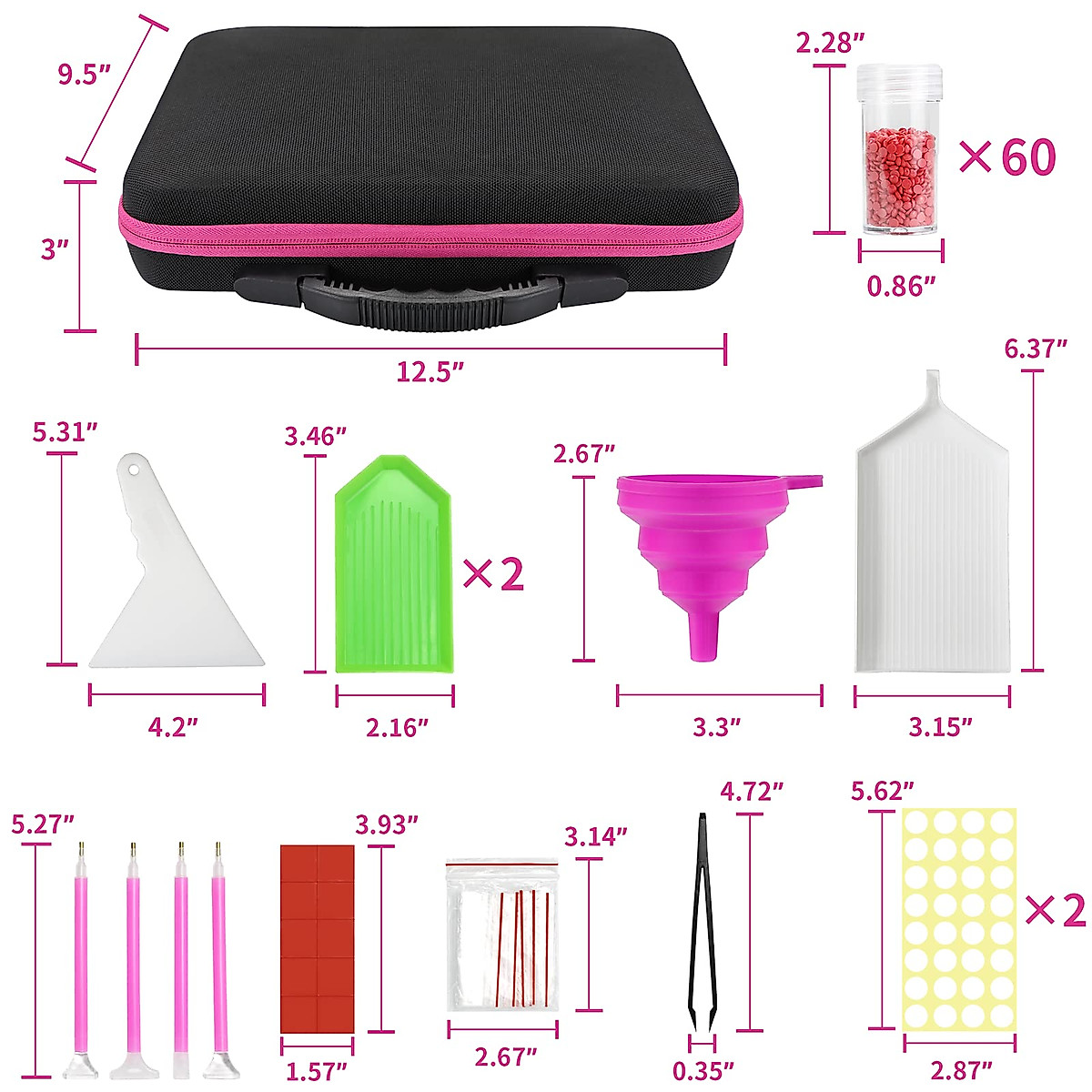 Bofoho Diamond Art Painting Storage Case - 60 Slots Diamond Art Painting Accessories and Tools, Portable Diamond Art Shockproof Jars Organizers Jewelry Storage Box