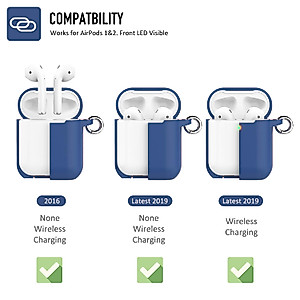 Coffea Protective Silicone Case with Keychain for Apple AirPods 2 (Royal Blue)