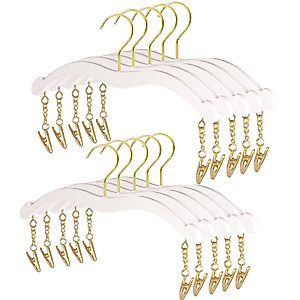 Besser 10 Pack Lingerie Hangers with Gold Metal Clips,Imitation Wood Grain Bralettes Bikini Hangers,Plastic Material Hangers for Bras,Tank Tops,Bralettes, Bikini