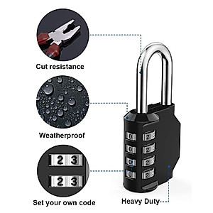 Combination Lock Resettable 4 Digit Padlock with Combination, AIHYTU Waterproof and Heavy Duty Combination Padlock Outdoor for School Gym Locker, Fence Gate, Toolbox, Employee Hasp Locker – 2 Pack