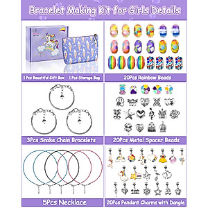 Anicco Jewelry Making Kit for Girls Age 8-12, with Pendant Charms, Bracelets and Necklace for DIY Crafts and Gifts