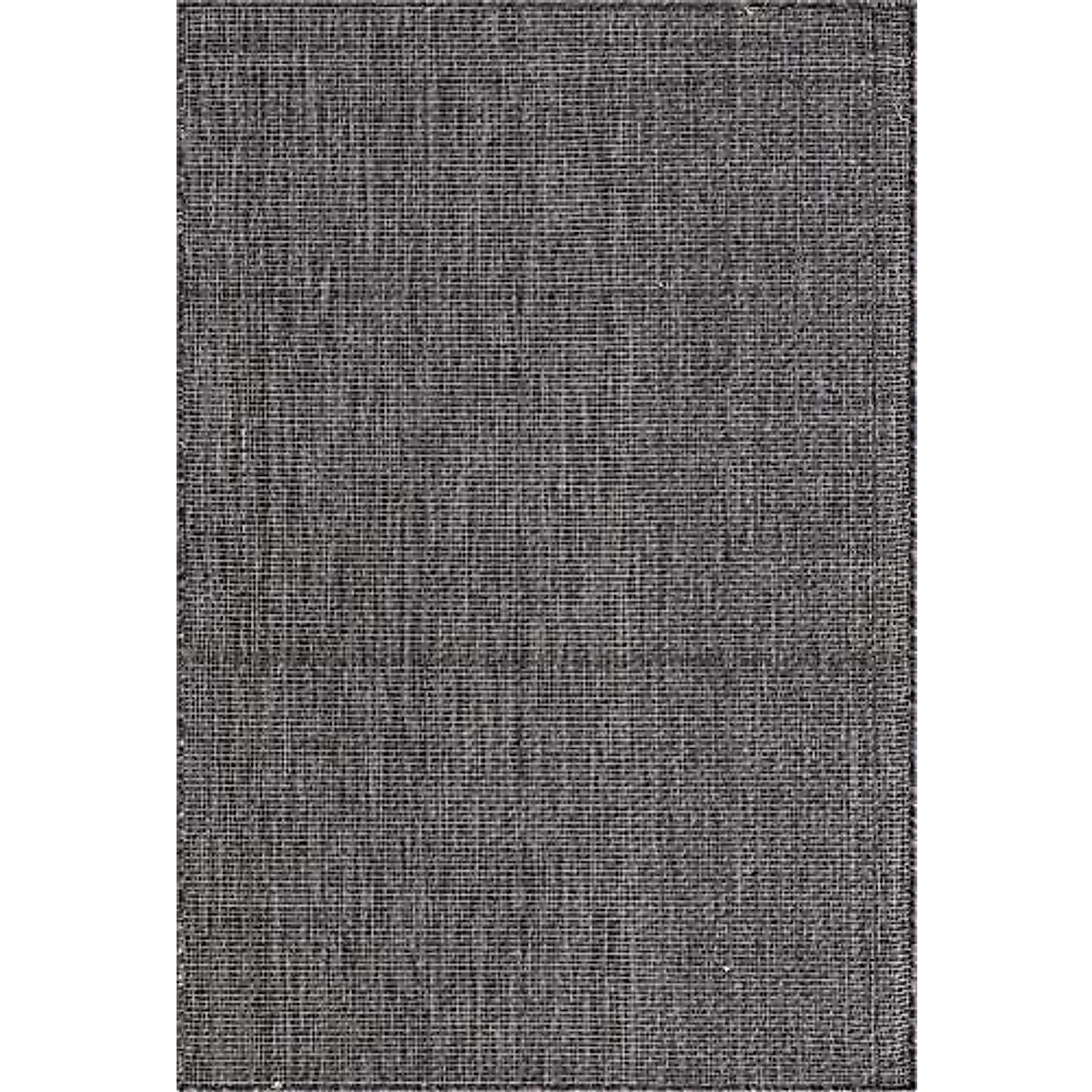 Unique Loom Collection Casual Transitional Solid Heathered Indoor/Outdoor Flatweave Area Rug, Rectangular 5' 0" x 6' 0", Black/Beige