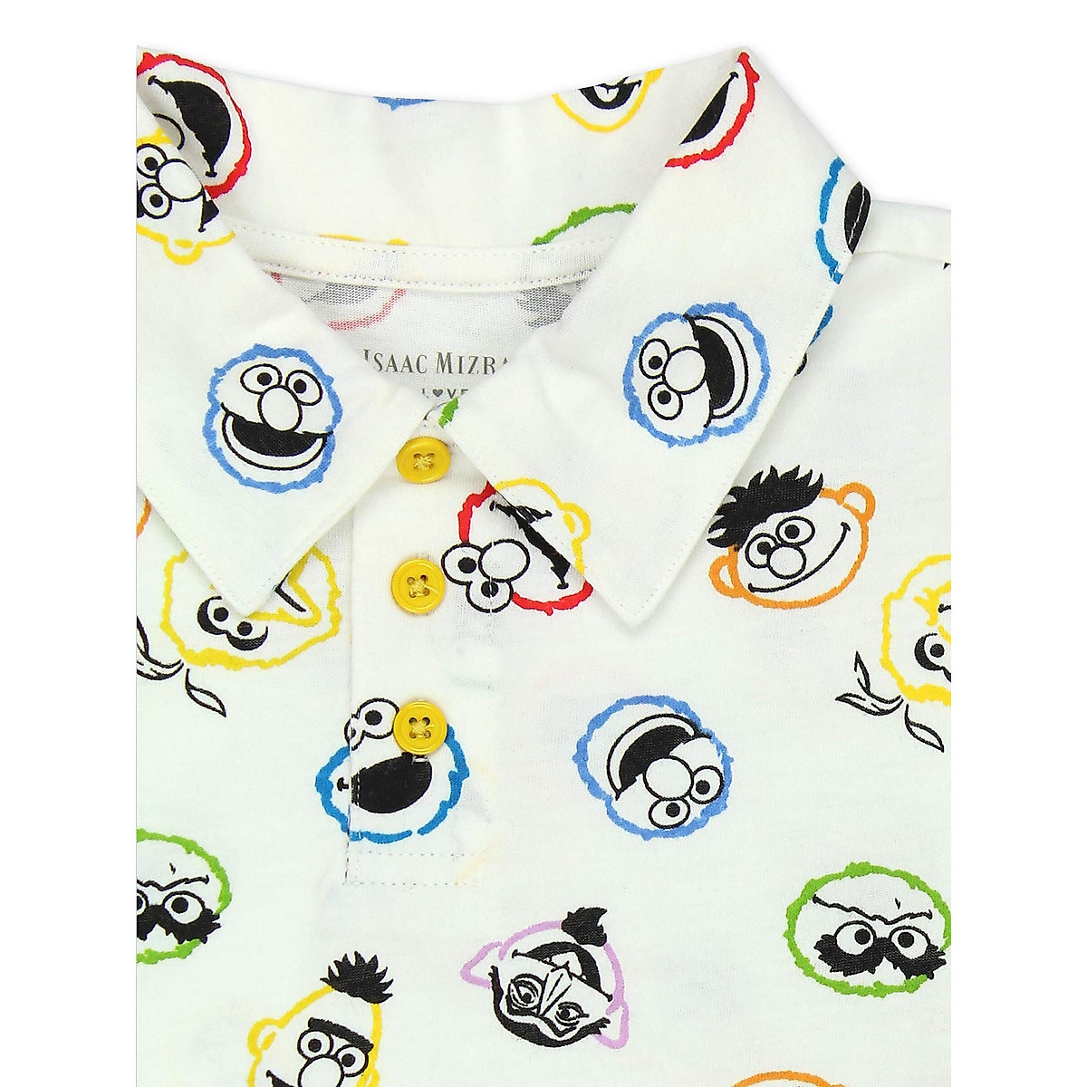 Isaac Mizrahi Loves Sesame Street Gang Elmo Baby Toddler Polo Collared Shirt (2T, White)