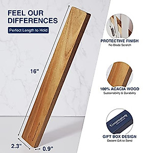 Gourmetop Magnetic Knife Holder for Wall, Knife Magnetic Strip No Drilling 16 Inch, Kitchen Magnetic Knife Holder for Refrigerator, Wood Magnetic Knife Rack/Bar for Fridge