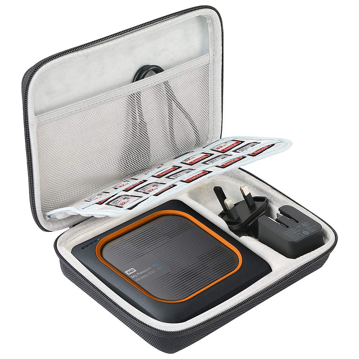 Khanka Hard Travel Case Replacement for WD 250GB 500GB 1TB 2TB My Passport Wireless SSD Portable External Drive (Inside White)