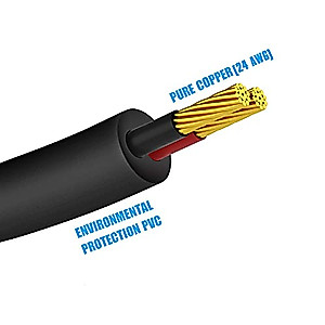 Replacement DC Charging Cable | USB Charger Cord - 2.5mm (Black 2 Pack) - Fast Charging