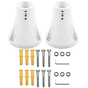Myard 6" Surface Mount Base Anchor Flange for 1.9" Swimming Pool Rail Handrail Ladder to Concrete or Wood Deck (Ivory White, 2-Pack)