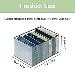 DFFA 2PCS Wardrobe Clothes Drawer Organizer Storage(Upgraded Large 6 Grids),Closet Clothing Storage Jeans Box Washable Organization , Foldable Divider for shirts Sweater