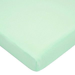 TL Care Fitted Mini Crib Sheet 24" x 38", Soft Breathable Neutral 100% Cotton Jersey Portable Sheet, Mint, for Boys and Girls, Fits Most Pack N Play and Mini Crib Mattresses