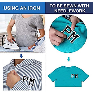 Iron on Letter Patches 52 Pieces,bfuee Letter Patches Alphabet Embroidered Patch A-Z,for Hats Shirts Jeans Bags Black