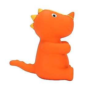 Squeaky Animal Dog to, Squeaky Dinosaur Dog Toy Palatable Interesting Latex Bite Resistant Relieve Anxiety for Pets (Orange Ceratopsian)