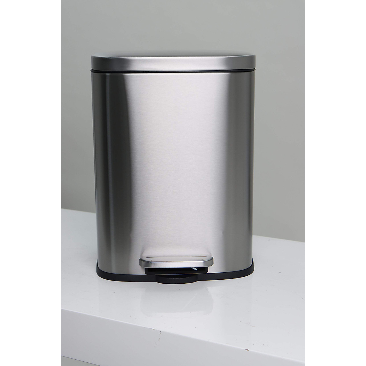Eviva Totti 1.3 Gallon Stainless Steel Matte Finish Rectangular Trash Can with Soft Closing Lid