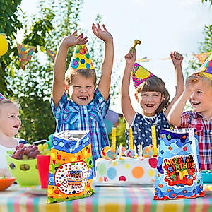 PintreeLand Medium(6.7 * 9.8inch) Happy Birthday Party Favor Bags 40 PCS Plastic Goodies Loot Bags Bulk for Kids Baby Girls & Boys Birthday Return Gift (A Style 40 Packs)
