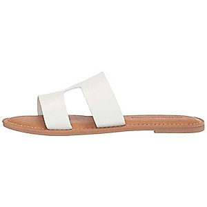 Amazon Essentials Women's Flat Banded Sandal, White, 9