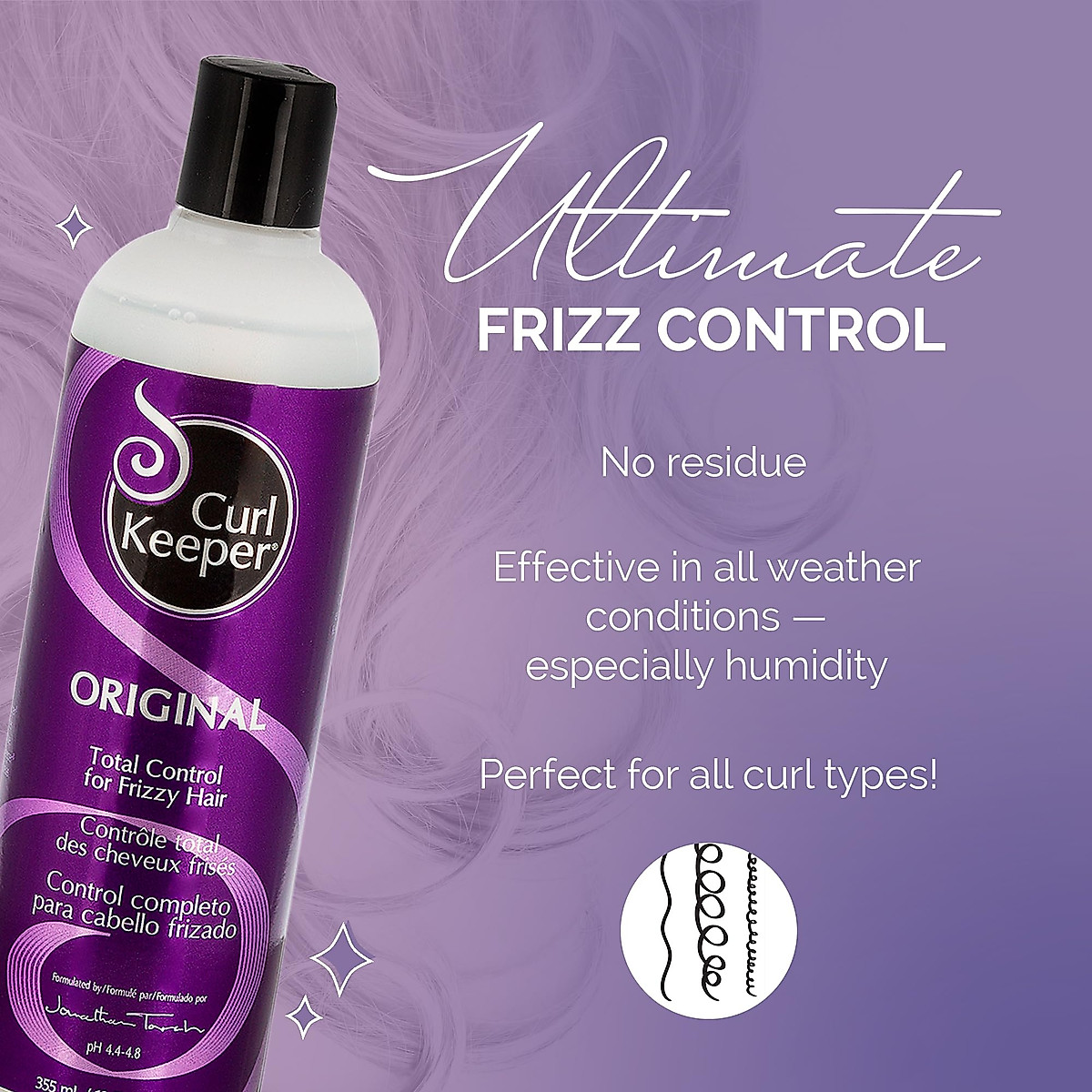 Original Curl Keeper Anti-Frizz Curl Defining Hair Styler (12 Oz) - Lightweight Curl Definer Liquid Gel for All Weather Conditions - Wavy & Curly Hair Products for Women (Cream Alternative)