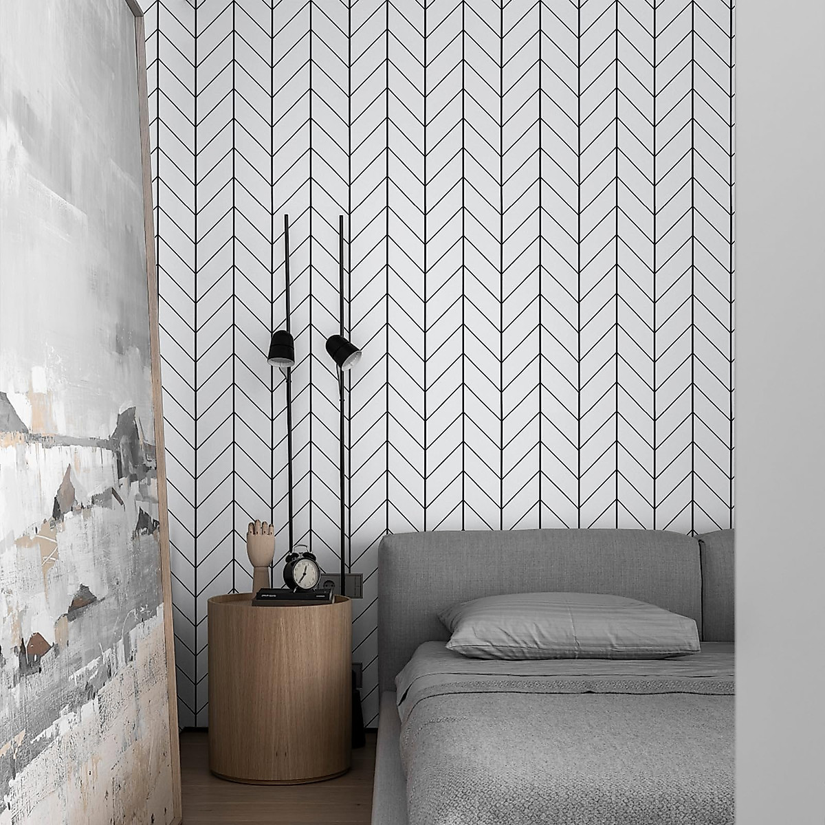 LXCREAT Black and White Peel and Stick Wallpaper for Laundry Forgiving Removable Stripes Contact Paper 17.7" X 393.7" Self Stick Wall Paper Peel and Stick Modern Vinyl for Bedroom