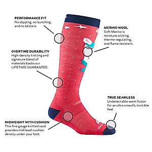 Darn Tough 3040-C-C018-04 Magic Mountain OTC Midweight with Cushion w/Padded Shin Raspberry Medium