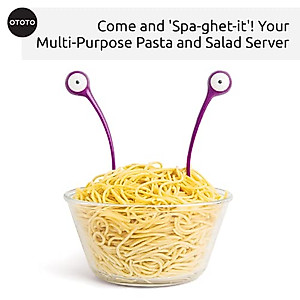 OTOTO Pasta Monsters and Salad Servers - BPA-Free Fun Kitchen Gadgets - 100% Food Safe Salad Spoon and Fork Set - Pasta and Salad Server - 11.93x 3.39 x 2.24 inch (Purple)