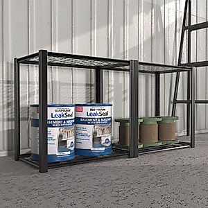 WOZBUD Wire Grid Shelves,Industrial Garage Storage Shelf,Heavy Duty Garage Shelving Unit, 2-Tier Adjustable Metal Shelf,20" H*20" W*12" D,Heavy Duty Shelving for Basement,Storage Room