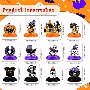 12 Pieces Halloween Baby Shower Decorations Halloween a Baby is Brewing Honeycomb Centerpieces a Baby is Brewing Table Centerpieces for Halloween Gender Reveal Party Favor Supplies (Purple, Black)