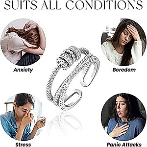 JANSIO Threanic Triple-Spin Ring, JANSIO Triple-Spin Ring, Feelief Zirconica Triple Fidget Ring, Anti Anxiety Adjustable Moissanite Spinner Ring for Men and Women (3pcs)