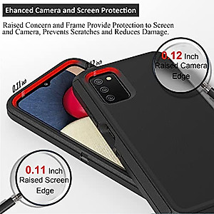Compatible with Samsung Galaxy A02s Case,with Screen Protectors,Heavy Duty Rugged Shockproof Full Body Protection Kickstand Case with Belt Clip Holster for Samsung Galaxy A02s (Black)