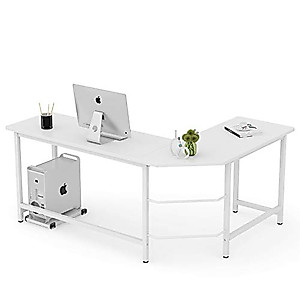 Tribesigns 66 inch Modern L Shaped Desk Corner Computer Desk PC Laptop Study Table Workstation Home Office Wood & Metal, White
