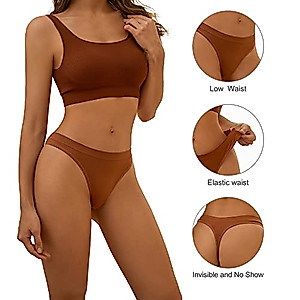 DEANGELMON Seamless Thongs for Women Comfortable Low Rise Underwear No Show Thong Panties Stretch Multiple Pack (7P1,S)