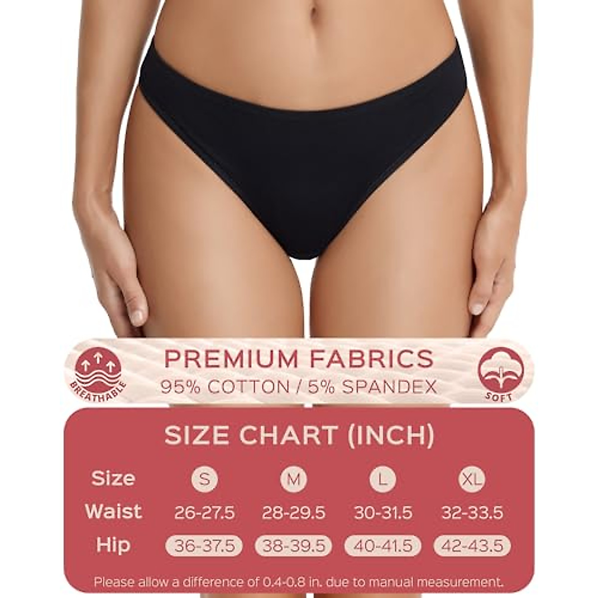 ANZERMIX Women's Breathable Cotton Thong Panties Pack of 6 (6-pack Dark Vintage, Small)