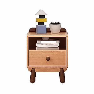 Bedside End Table Solid Wood Bedside Table Creative Modern Minimalist Nightstand Cute Bedside Table Bedside Storage Cabinet with Drawer Bedroom