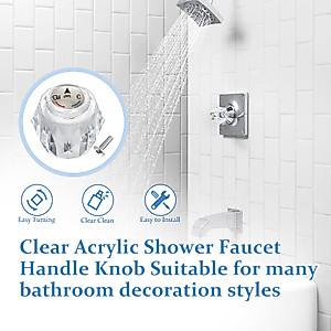 RP2391 Single Shower Knob Replacement for Delta Faucet, Single Clear Knob Handle Kit with Set Screw and Button Fit for Delta 600 Series Tub/Shower Faucet