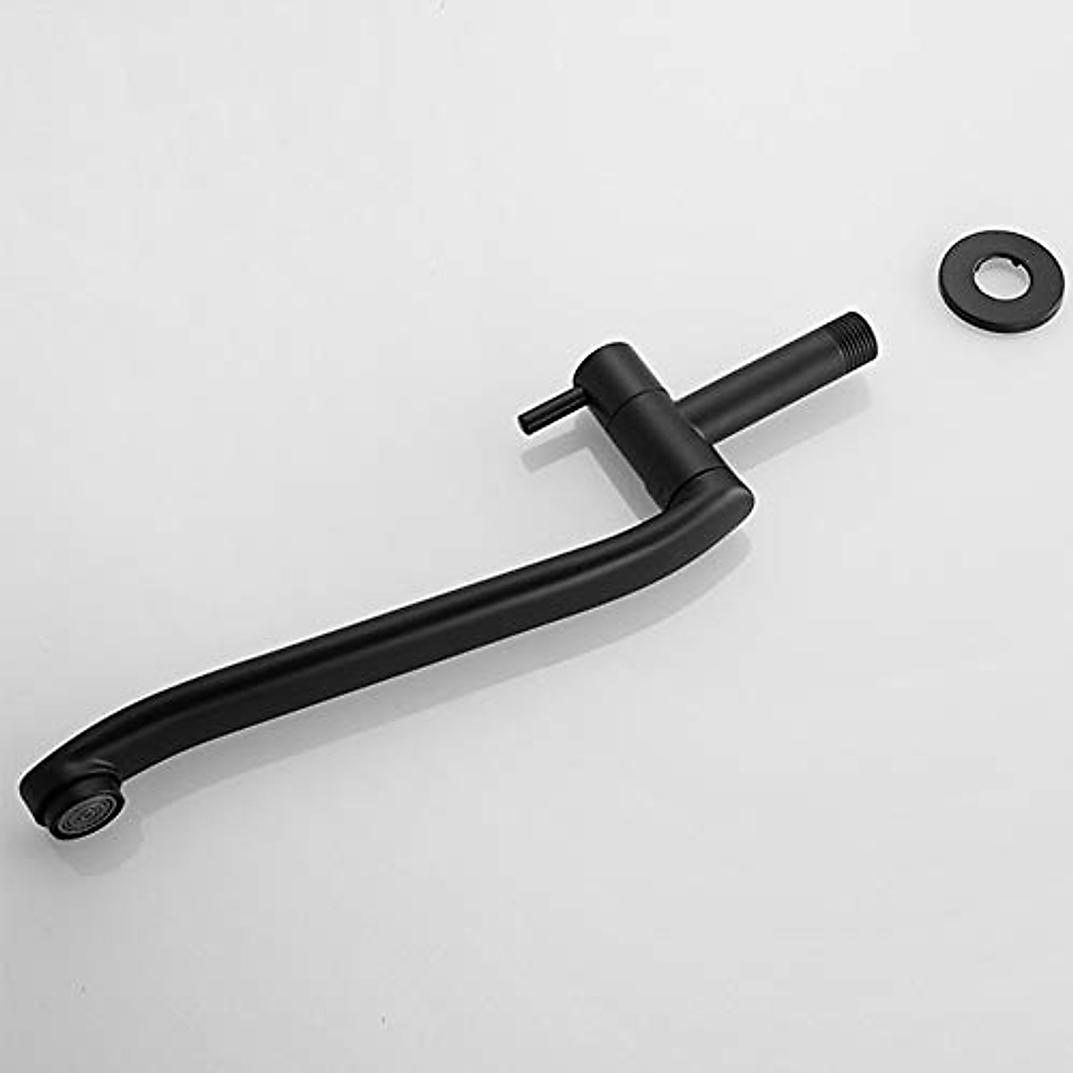 Wall-Mounted Black Cold Water Faucet Washing Machine Mop Pool Garden Taps (21cm)