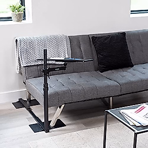 VIVO 20 inch Over Couch Swivel Table, Laptop Desk for Remote Work, Portable Recliner Workstation with Height Adjustable Swing Arm, Black, DESK-ST01C