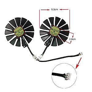 Graphics Card Fans Cooler Intended for ASUS ROG Strix RX570 RX580 GTX1050ti Gaming Video Card Fan T129215SM (95mm DC 12V) (2 Piece fan/1set)
