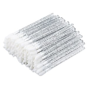 GCQQ 200Pcs Lip Applicators Disposable, Lipstick Brushes Crystal, Black Lip Wands, Soft Lip Brushes, Lip Brushes Applicator for Appling Lipstick, Lash Extension, Nail Polish