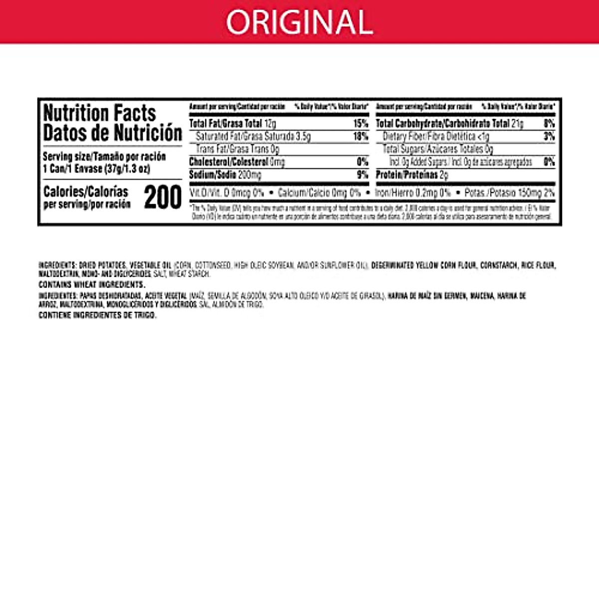 Pringles Potato Crisps Chips, Lunch Snacks, Office and Kids Snacks, Grab N' Go, Original (12 Cans)