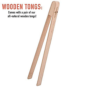 Searious Grilling Wood Grill Scraper Tool with Bottle Opener – Safe & Eco-Friendly BBQ Grill BrushAlternative – Grill Grate Cleaner,Wooden Tongs & Storage Bag Set