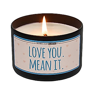 Moonlight Makers Love You, Mean It Candle, Caribbean Teakwood Scented Handmade Candle, Natural Soy Wax Candle, 25+ Hour Burn Time, 8oz Tin