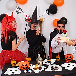 QZYL 50 PCS Halloween Plates, 7.6'' X 6.8'' Ghost Plates, Disposable Halloween Paper Plates with Ghost Design, White Halloween Party Plates for Halloween Decorations Party Supplies Decor Ghost Decor