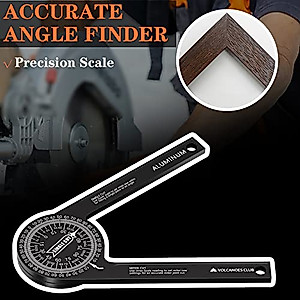 VOLCANOES CLUB Aluminum Angle Finder Gauge- 7’’ Miter Saw Protractor with Precision Laser Scales for Crown Molding - Rust Proof Woodworking Cutting Guide Tool for Carpenters, Plumbers, Building Trades