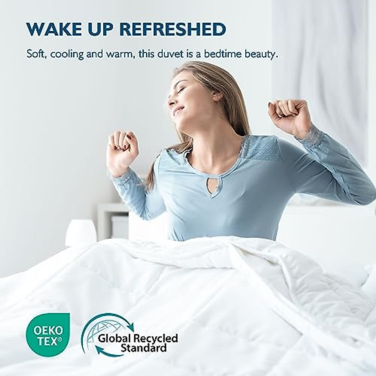 Dafinner Lightweight Full Queen Bed Comforter, Cooling All-Season Duvet Insert, White Plush Bio-Base Down Alternative Quilt Bed Blanket for Summer Warm Weathers/Hot Sleepers