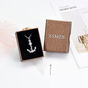 XSMZB Cremation Jewelry for Ashes Anchor Urn Necklace for Men Women Memorial Ashes Holder Keepsake Urn Pendant (Silver)