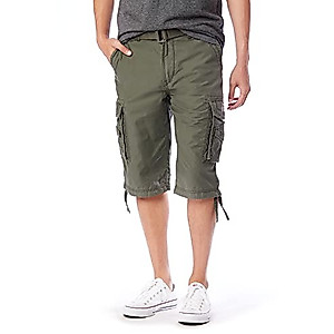 Unionbay Men's Cordova Belted Messenger Cargo Short - Reg and Big and Tall Sizes, military, 36