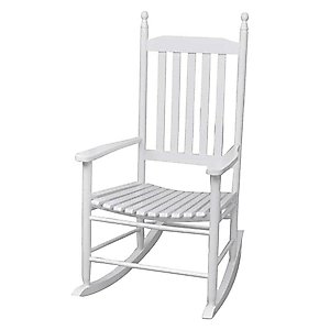 VBSQ Indoor Outdoor Rocking Chair Wood Frame Durable Porch Chair for Relaxin White Slirr Chair Rocking Chair Rocker Chair Rocker Camp Chair Rocker Recliner Rocking Camp Chair Rocking Chairs